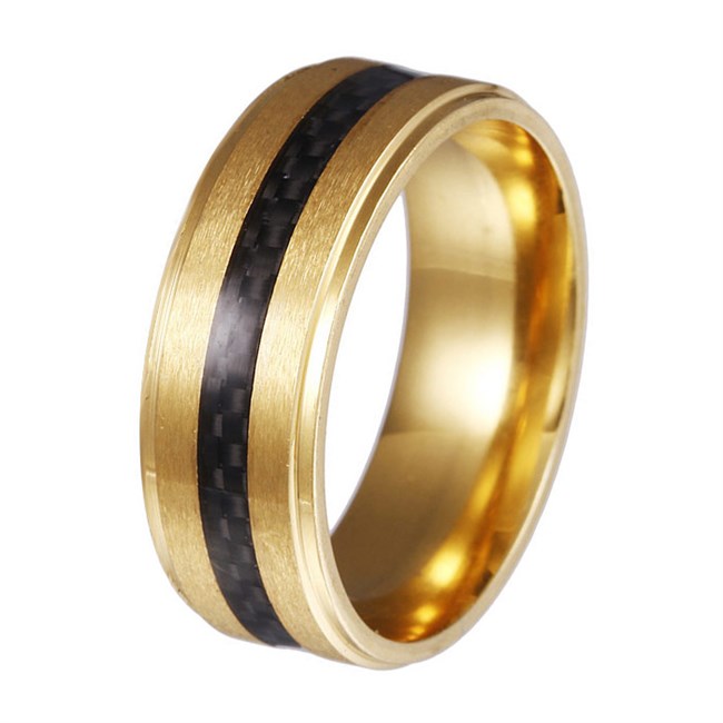 Ring Matte Gold Design Carbon Stripe