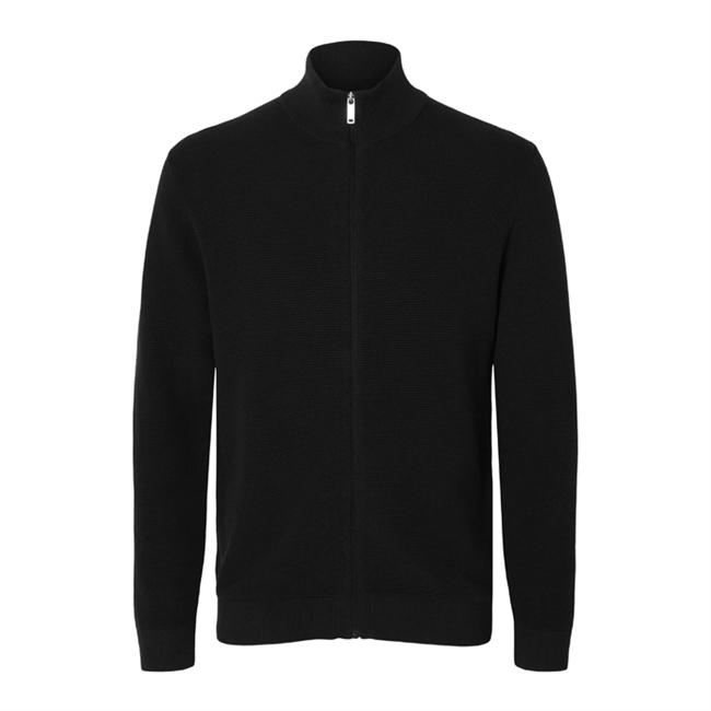 Selected Ross Full Zip Cardigan M/ Struktur Sort str. XL
